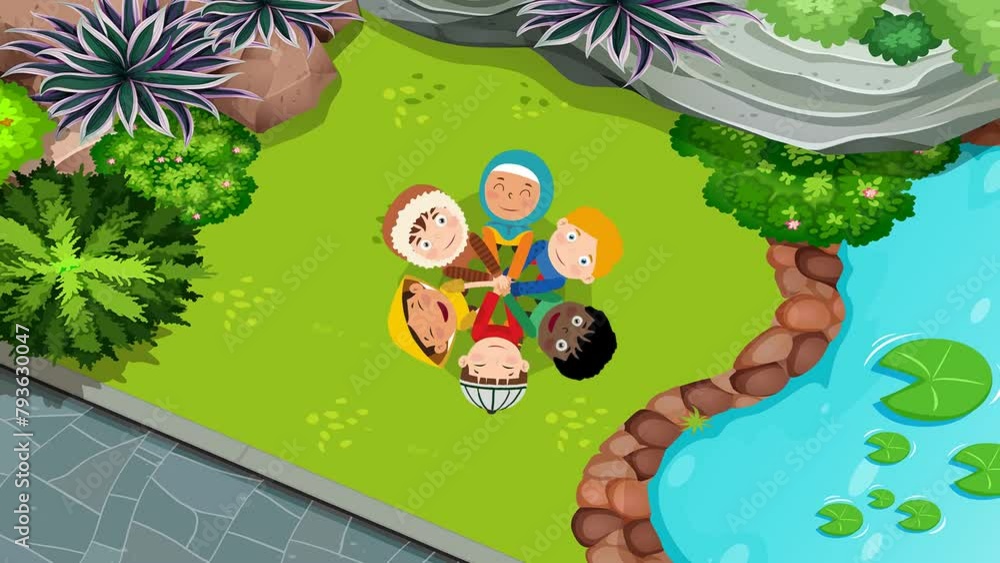 2d animated cartoon characters of different races, boys & girls, skin ...