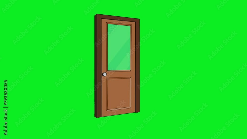 2d animated cartoon door of the house or room or yard that opens and ...