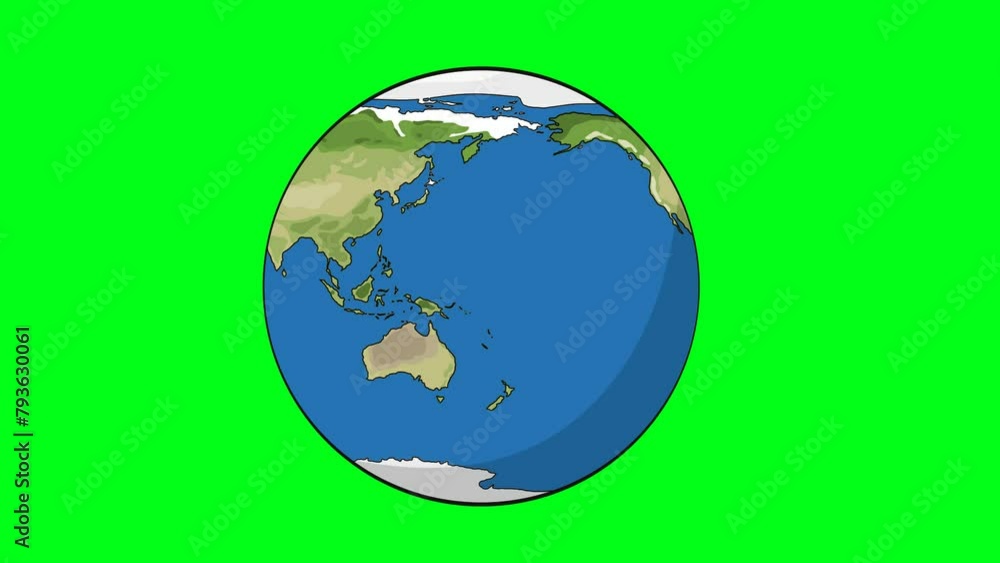 2d animated cartoon rotation of the earth or the planet earth in space ...