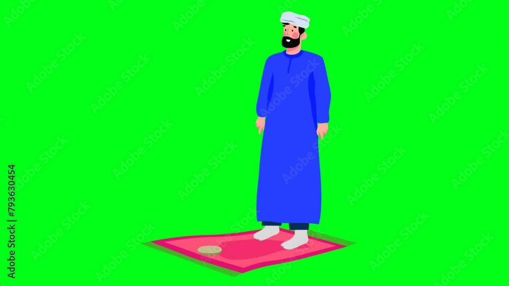 2d animated cartoon Muslim male man character praying islamic prayer ...