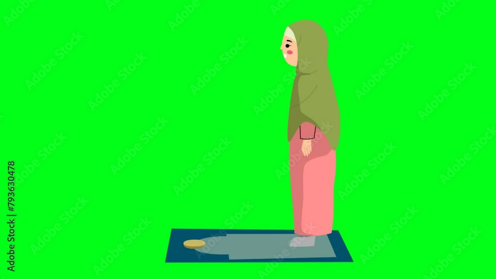 Vídeo do Stock: 2d animated cartoon Muslim girl character praying in ...