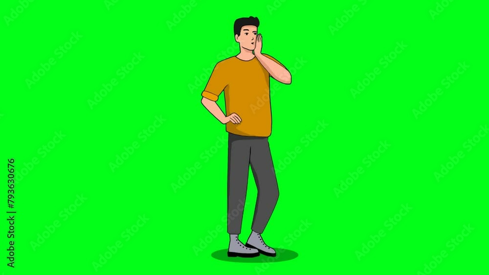 2d animated cartoon character of a man who is interested in a woman and ...