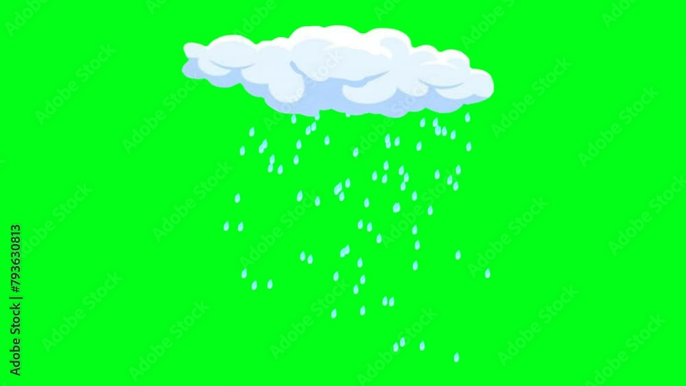 2d animated cartoon Rain particles from a piece of fantasy cloud for ...