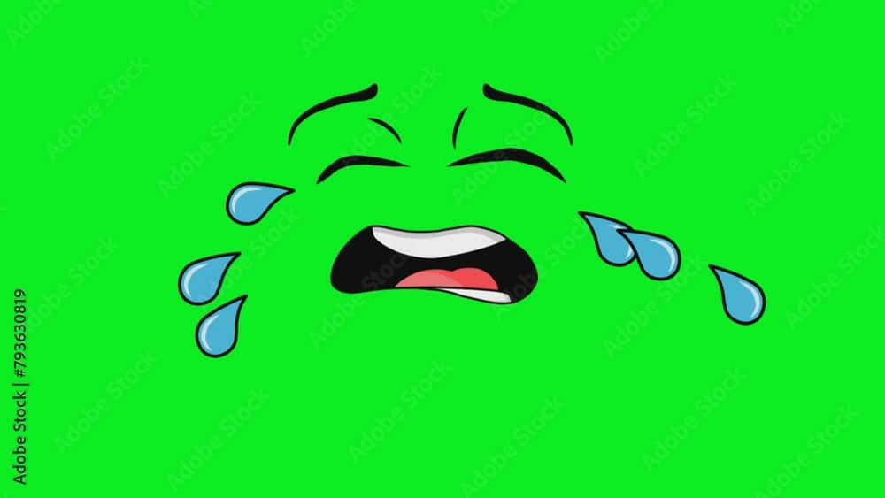 2d animated cartoon Crying and upset eyes and mouths is sad and ...