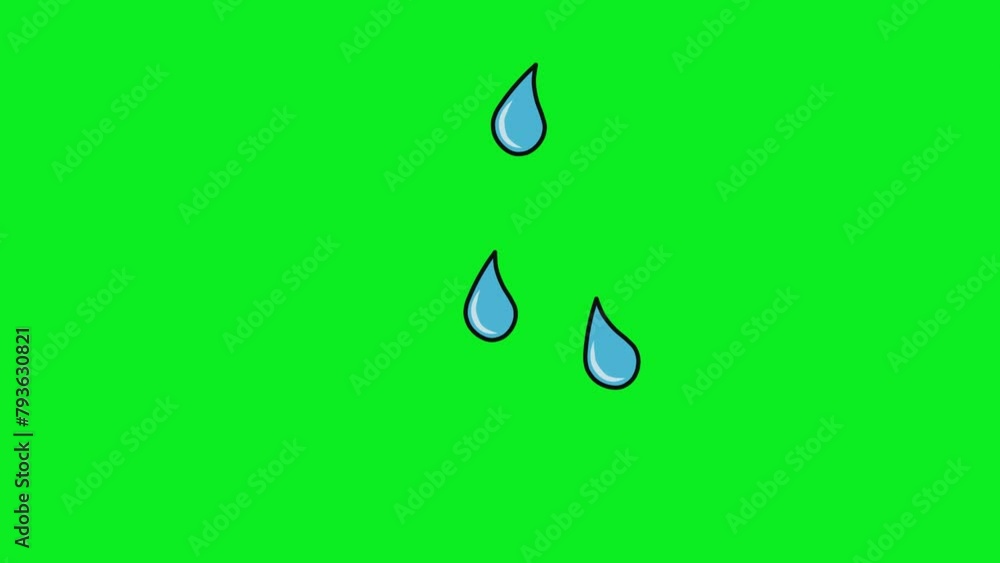 2d animated cartoon Drops of tears or water fall from top to bottom ...