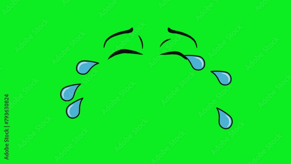 2d animated cartoon Crying and sad eyes is sad and shedding tears and ...