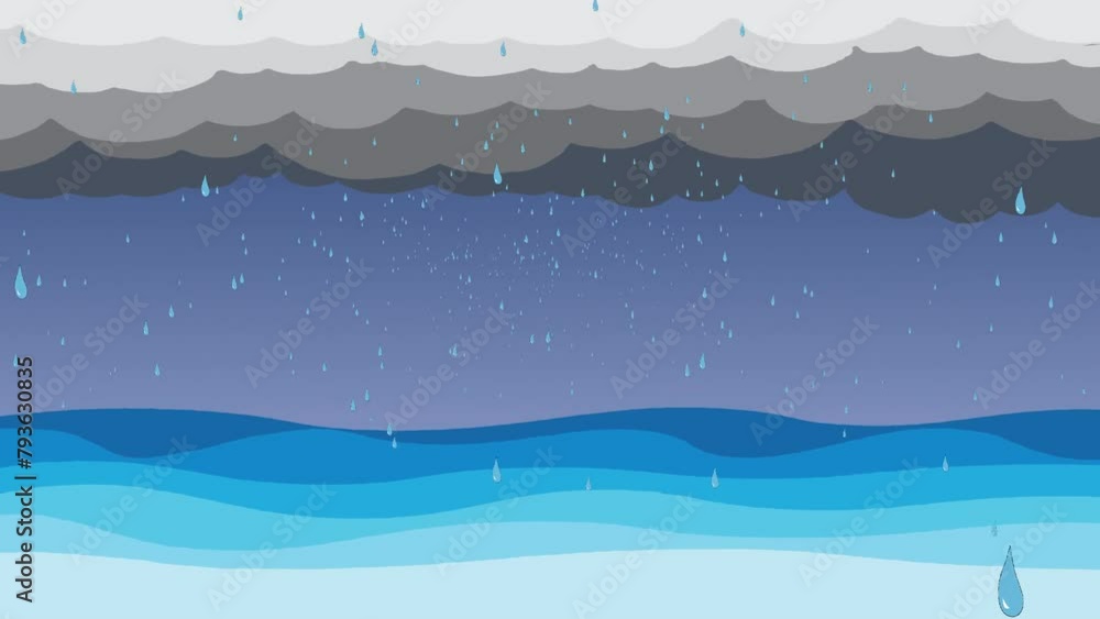 2d animated cartoon Sea and ocean background which is stormy weather ...