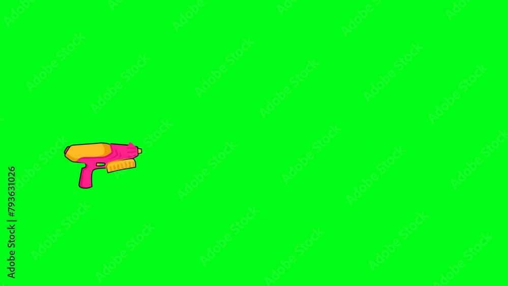 Vidéo Stock 2d animated cartoon Children's water gun that sprays water ...