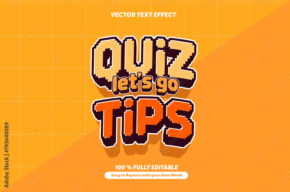Editable text effect quiz time and quiz tips 3d cartoon template style ...
