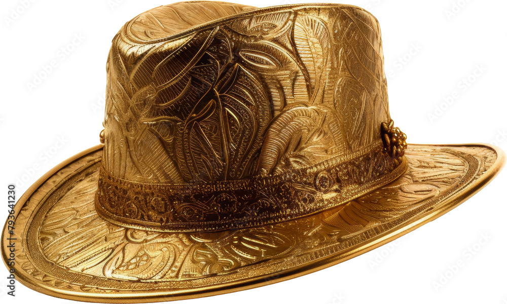 golden hat,hat made of gold ,cowboy hat isolated on white or ...