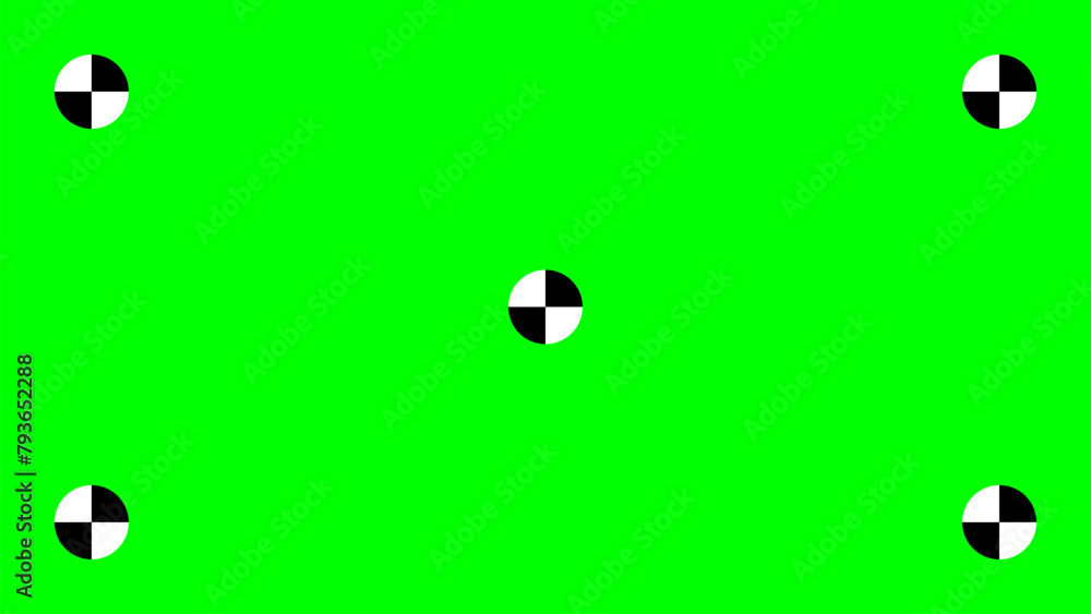 Green screen background with tracking cross marks. Chroma key technique ...
