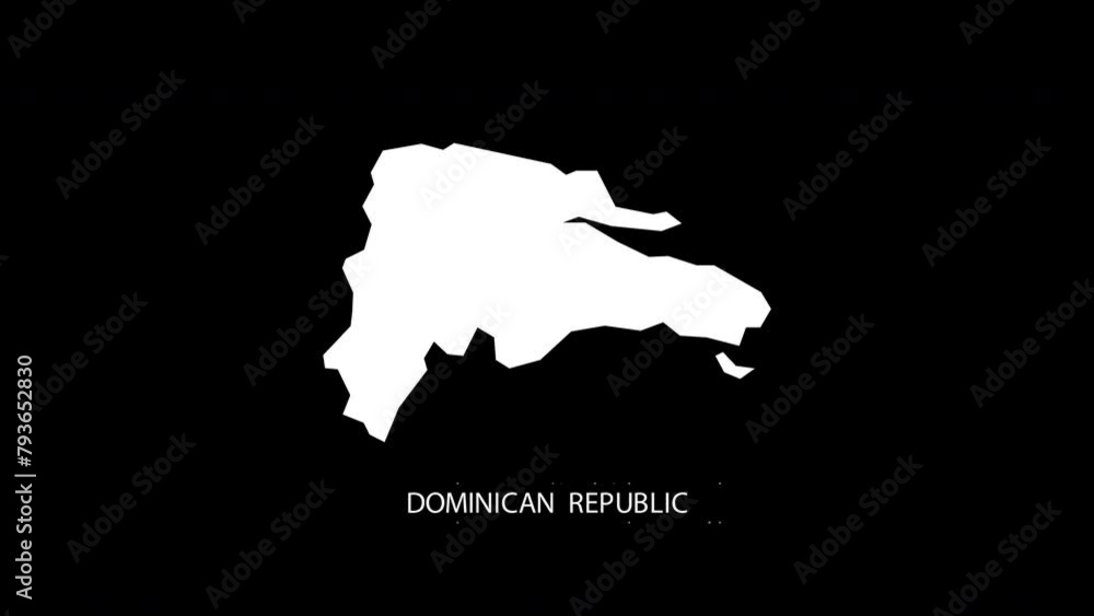 Digital revealing and zooming in on Dominican Republic Country Alpha ...