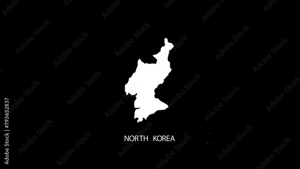 Digital revealing and zooming in on North Korea Country Map Alpha video ...