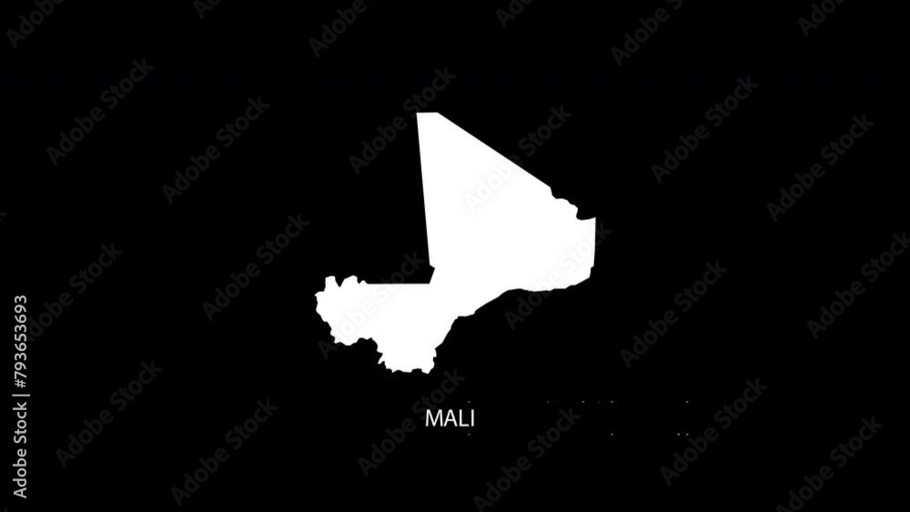 Digital revealing and zooming in on Mali Country Map Alpha video with ...
