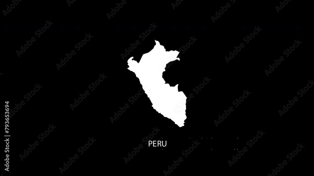 Digital revealing and zooming in on Peru Country Map Alpha video with ...