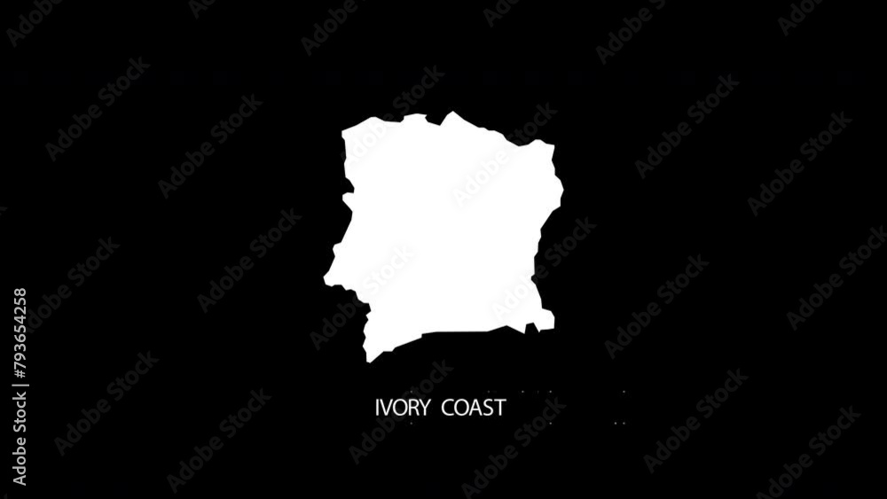 Digital revealing and zooming in on Ivory Coast Country Alpha video ...