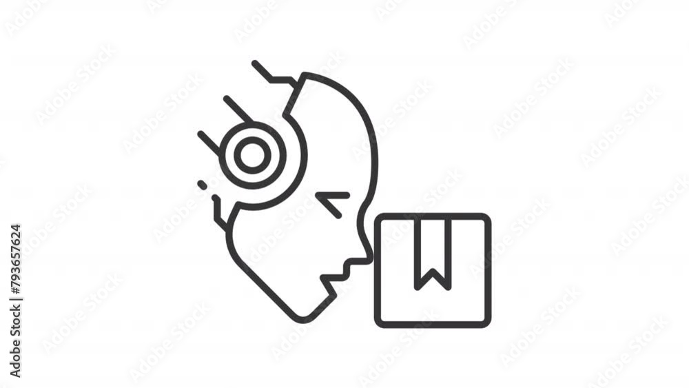 Vidéo Stock AI delivery line animation. Animated robotic head and ...