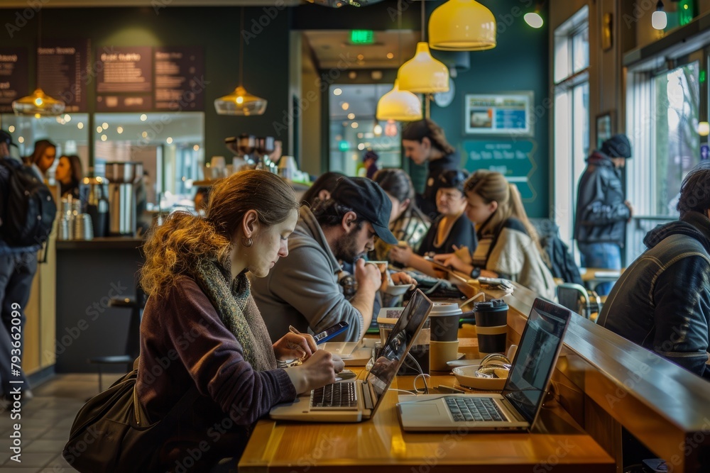 Professional Photography of a crowded event venue with attendees ...