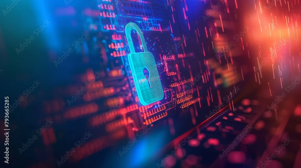 close-up photo of a computer screen showing a lock icon, symbolizing ...