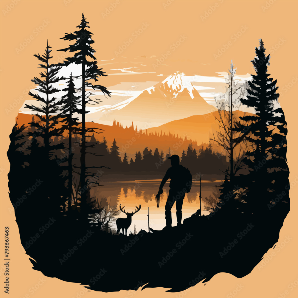 Wildlife forest landscape hunt hunting hobby background banner ...
