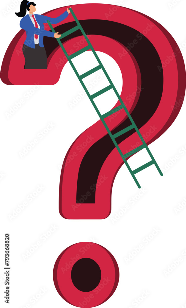 Solving business problems and troubles, isometric businesswoman holding ...