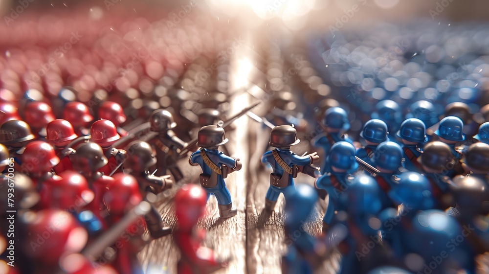 A modern vs historic depiction of war in a cute 3D render AI generated ...