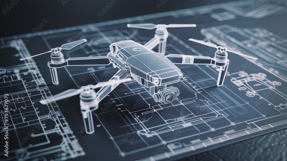 Model Flying Device on Blueprint, Designing the Future of Aviation ...