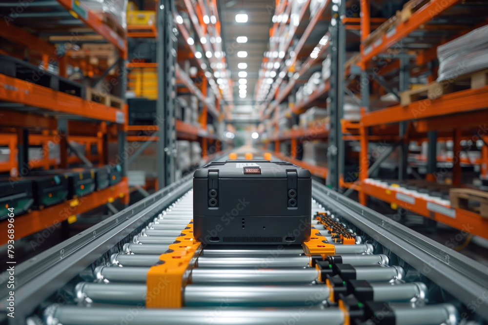 A high-tech warehouse equipped with AI-powered inventory management ...