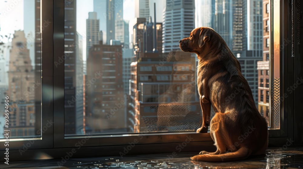 Angular skyscrapers loom in an urban concrete jungle visible beyond ...