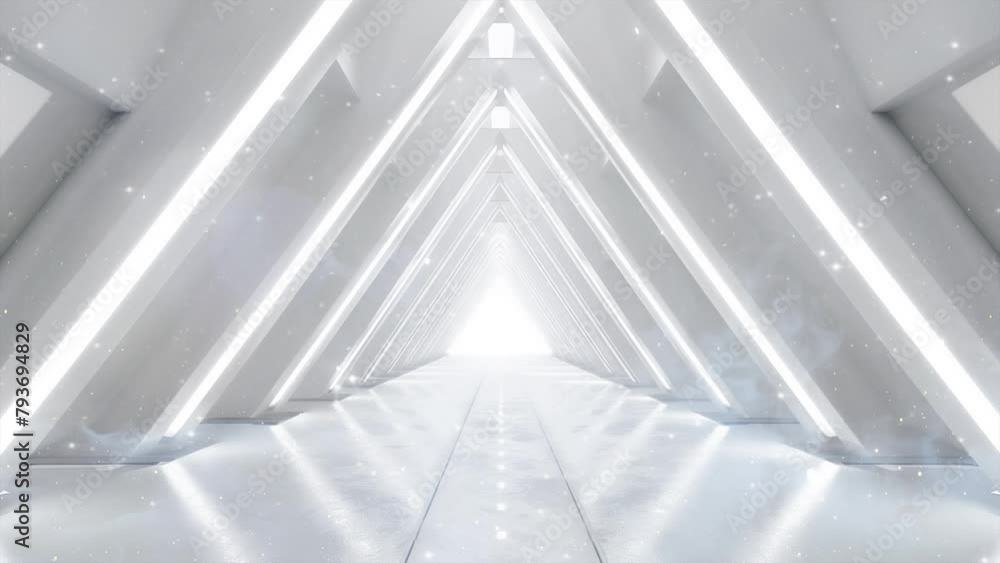 empty long light corridor. modern interior white background. seamless ...