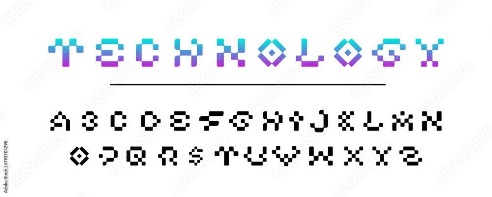 Tech vector font typeface unique design. For technology logo Stock ...