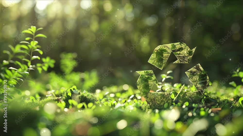 Recycle symbol made of leafy greenery. Conceptual recycling ...