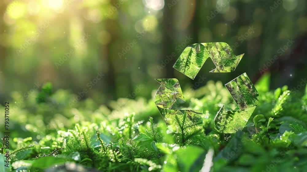 Recycle symbol made of leafy greenery. Conceptual recycling ...