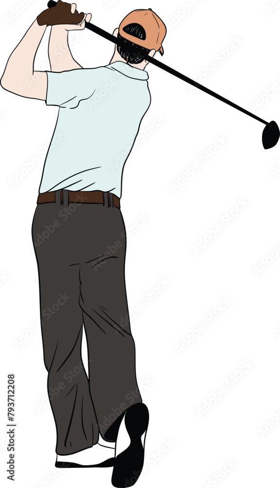 vector, design, golfer swinging, golf background, golfer silhouette ...