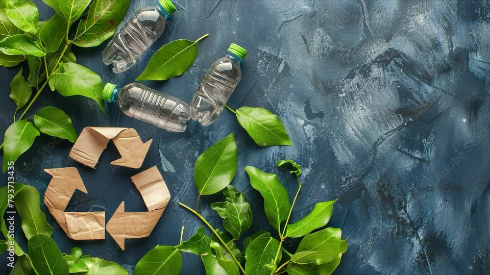 Recycle symbol made of leafy greenery. Conceptual recycling ...