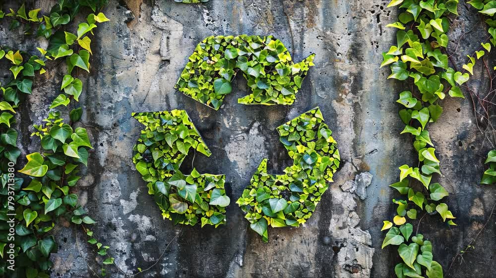 Recycle symbol made of leafy greenery. Conceptual recycling ...