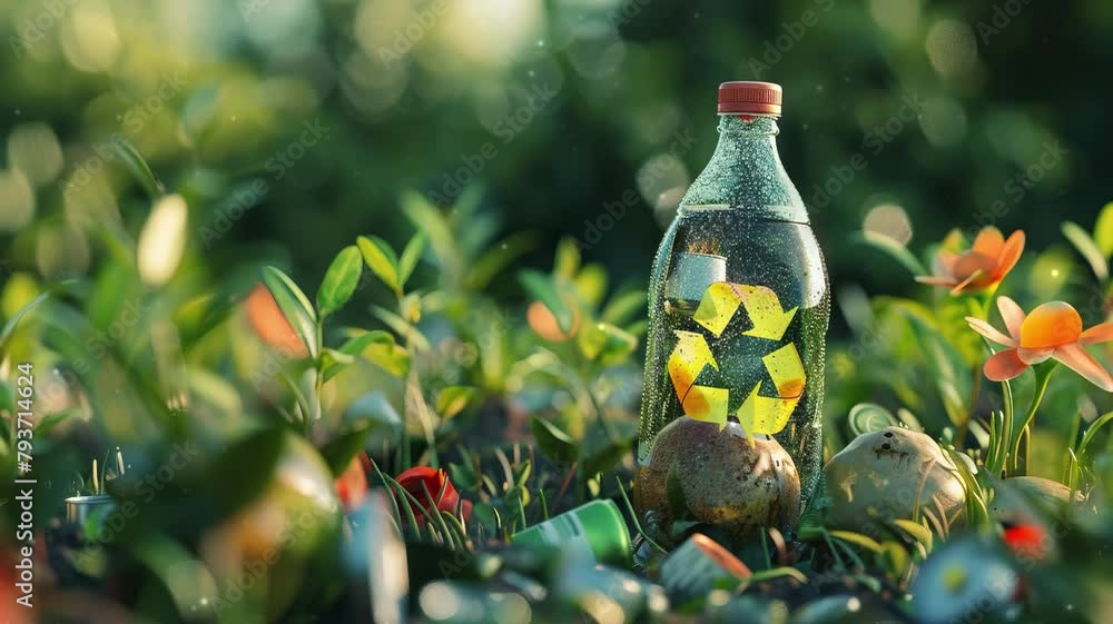 Recycle symbol made of leafy greenery. Conceptual recycling ...