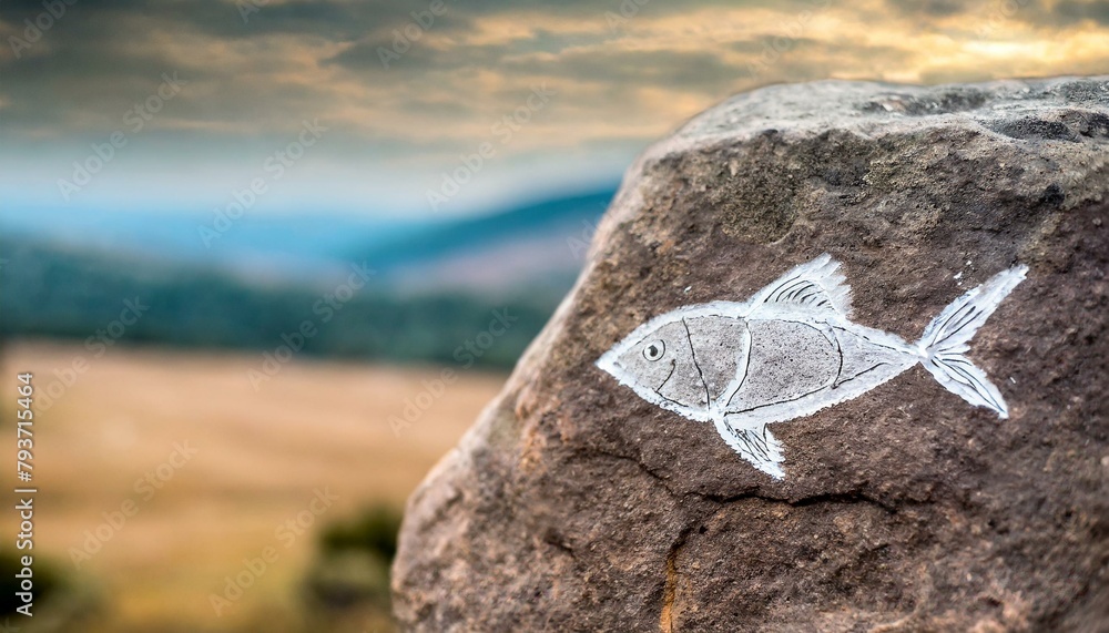 Ichthys - The Drawn Fish, a Symbol of Christianity, on the Stone Stock ...