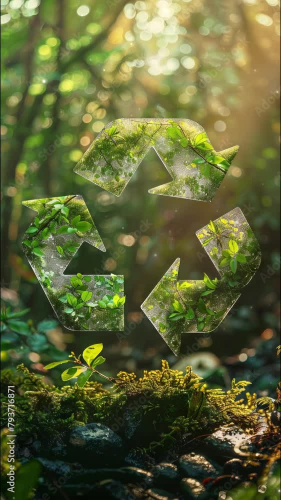 Recycle symbol made of leafy greenery. Conceptual recycling ...