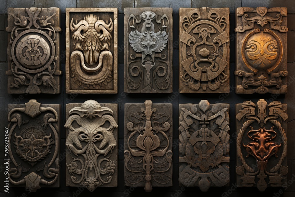Ancient Runes Iconography: Norse Mythological Carvings Unveiled Stock ...