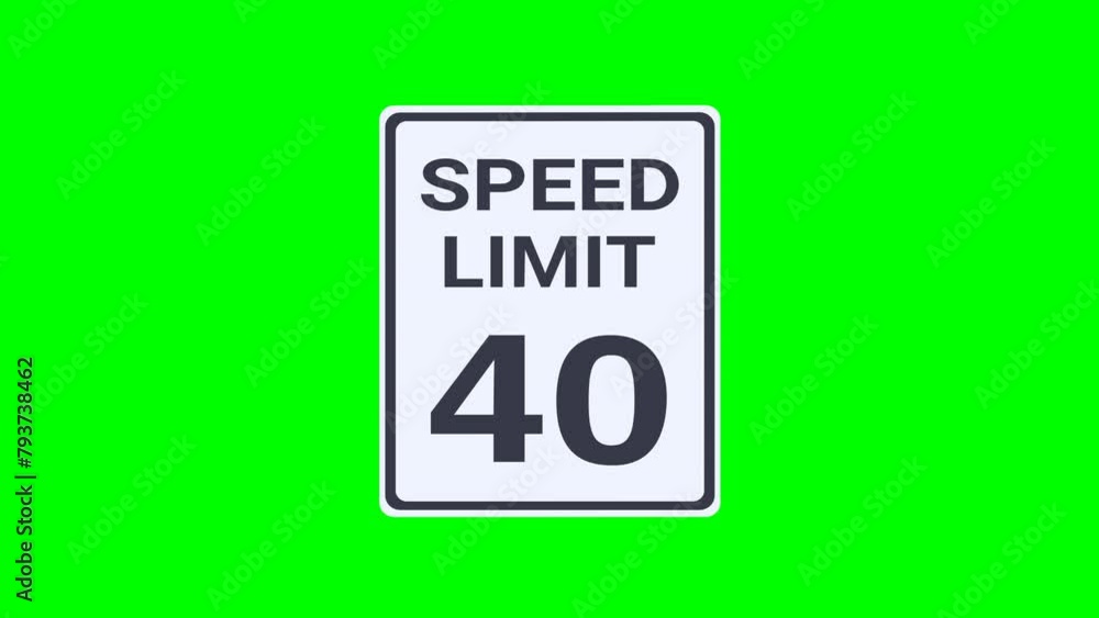 Vidéo Stock Appearance of a rectangular black and white 40 mph speed ...