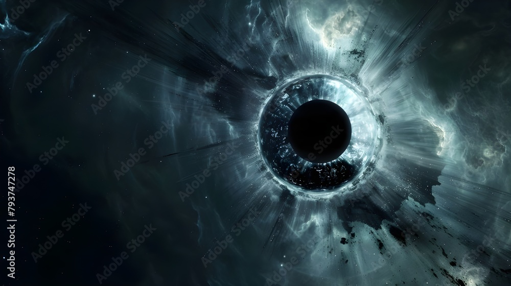 Open eye in space digital illustration artwork abstract planetarium ...