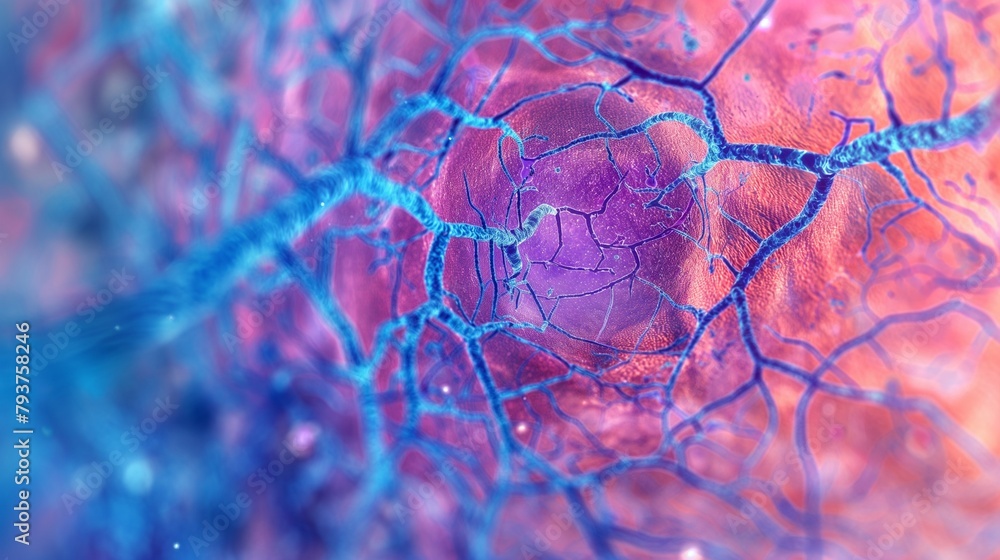 inflamed human lymph node under a microscope, inflamed tonsils, lymph ...