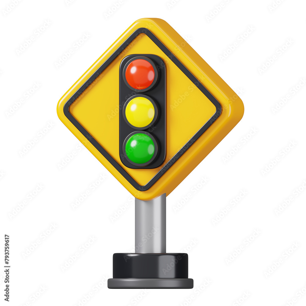 Traffic signal sign isolated. Traffic mandatory road sign board. 3D ...