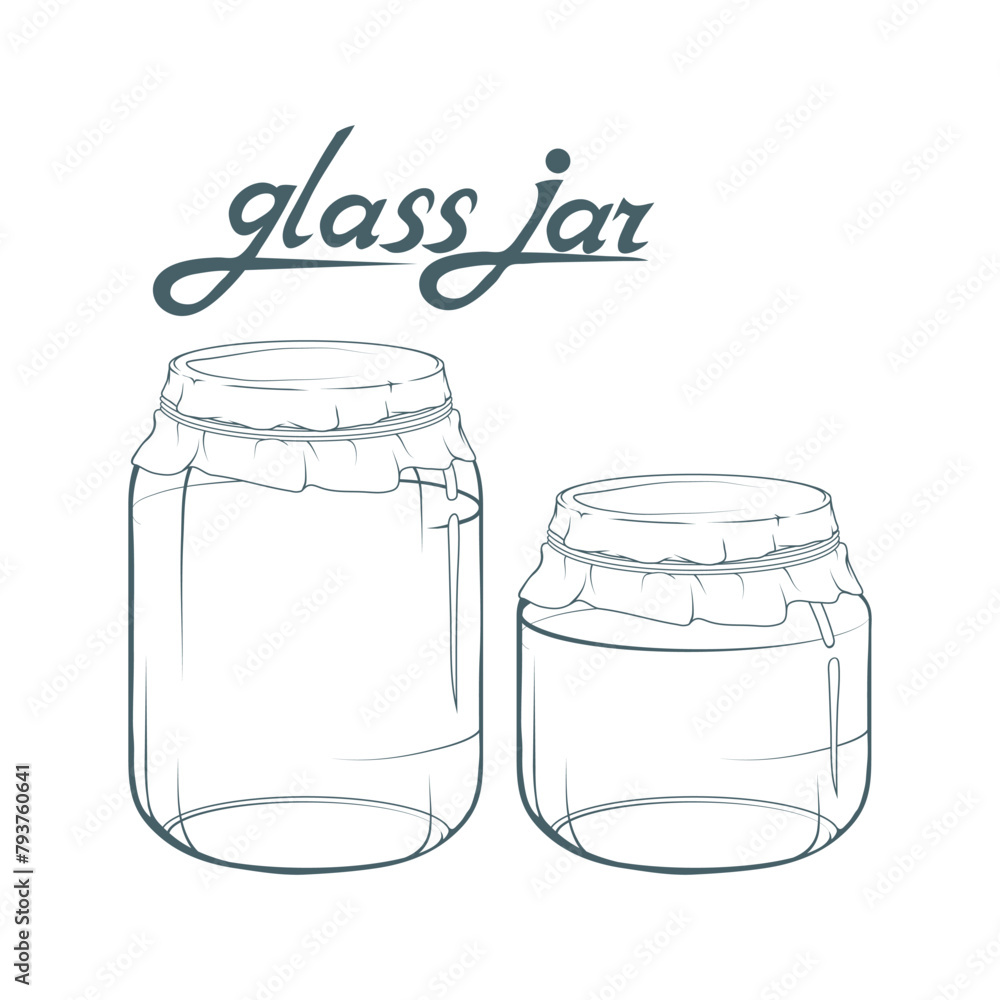 Glass jar set. Jar hand drawn. Lettering of glass jar. Vector artwork ...