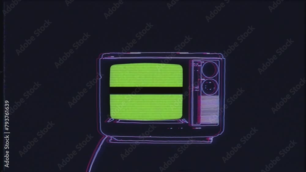 Retro TV Green Screen Misalignment Animation Statics Vintage Television ...