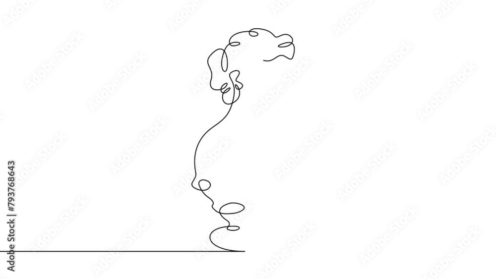 Animation drawing continuous one drawn line. Female bust statue ...
