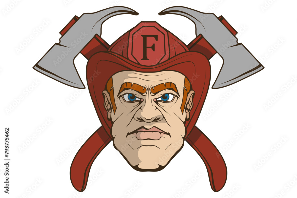 Hand drawn Firefighter. Professional Fire Protection concept. Rescuer ...