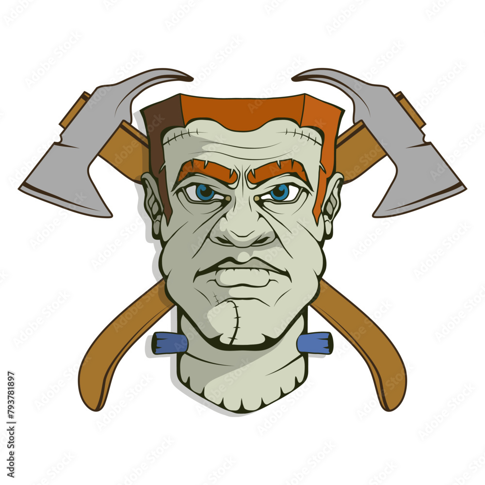 Monster created by Victor Frankenstein. Happy Halloween. Hand drawn ...