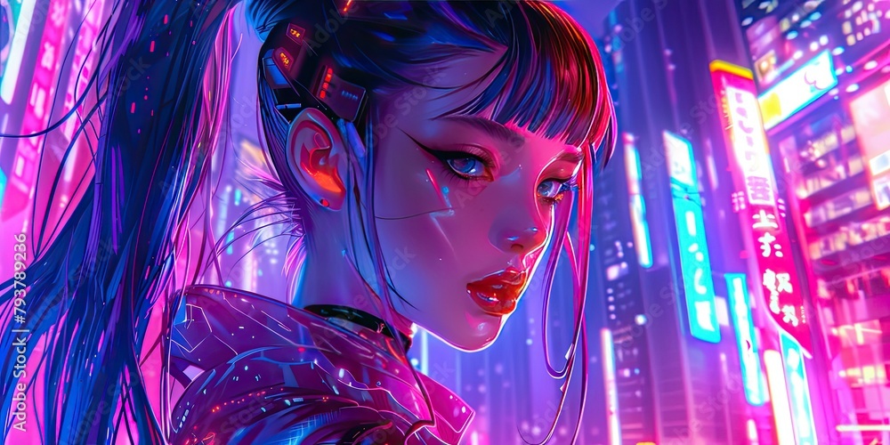 an image of an anime girl with a bold, edgy hairstyle and futuristic ...